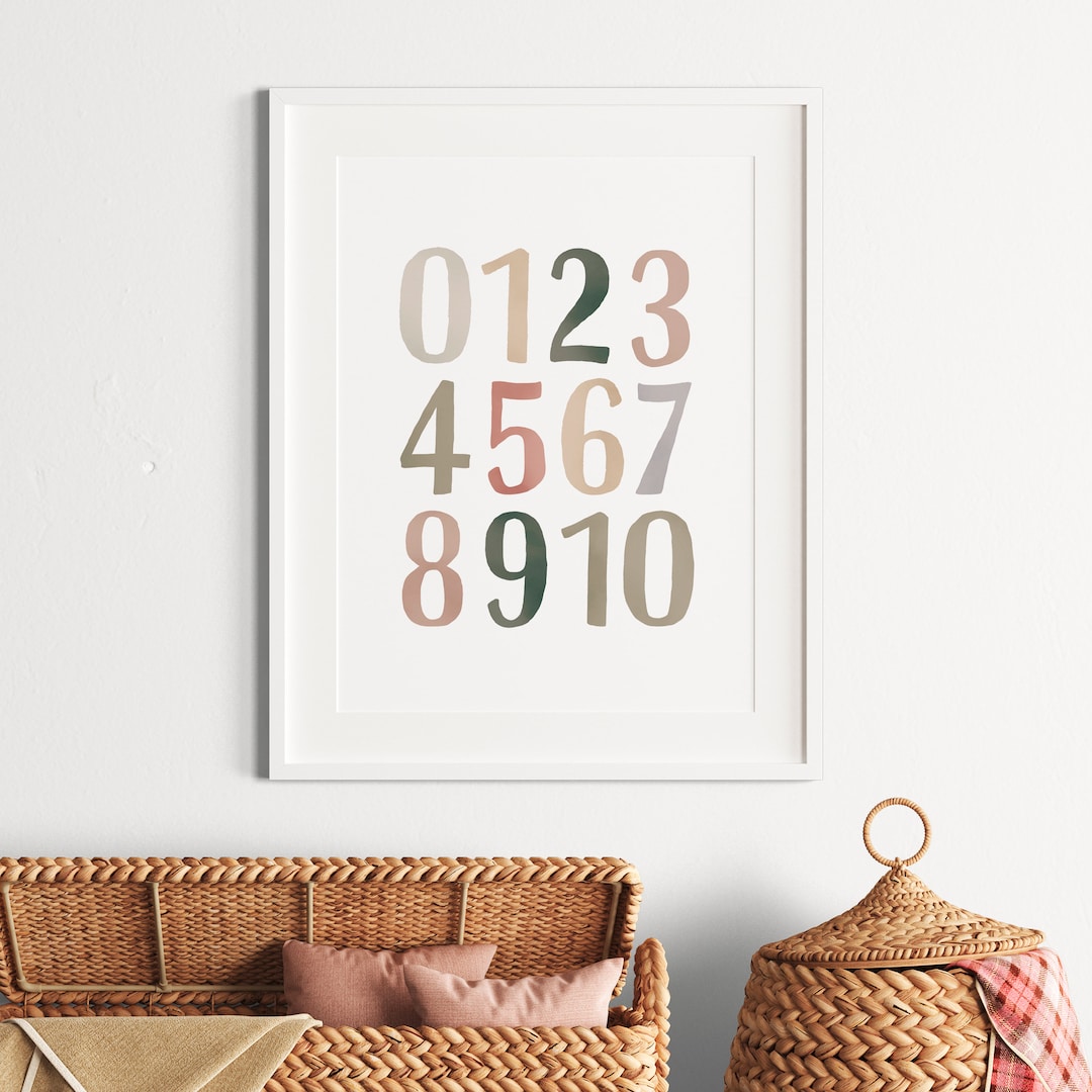 Neutral Numbers Poster, Neutral Nursery Decor, Classroom Decor ...