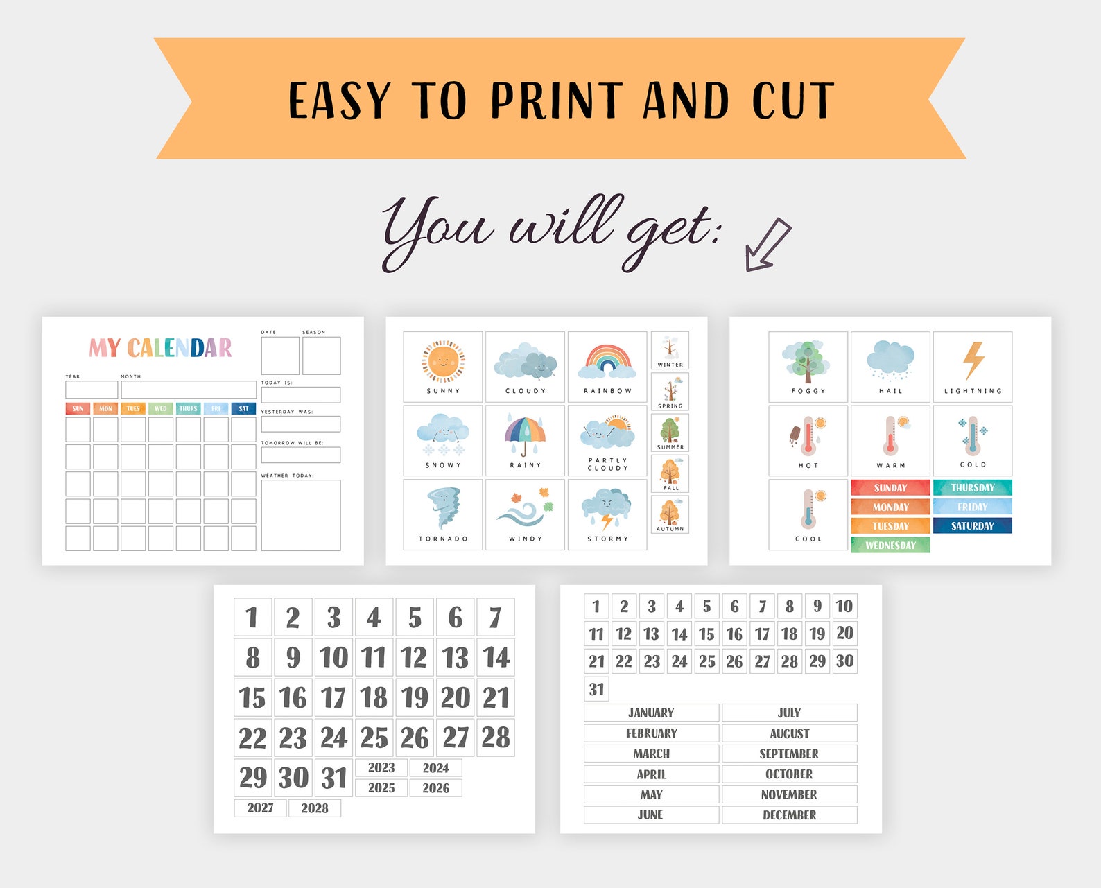 Daily Kids Calendar, Homeschool Wall Calendar, Perpetual Calendar ...