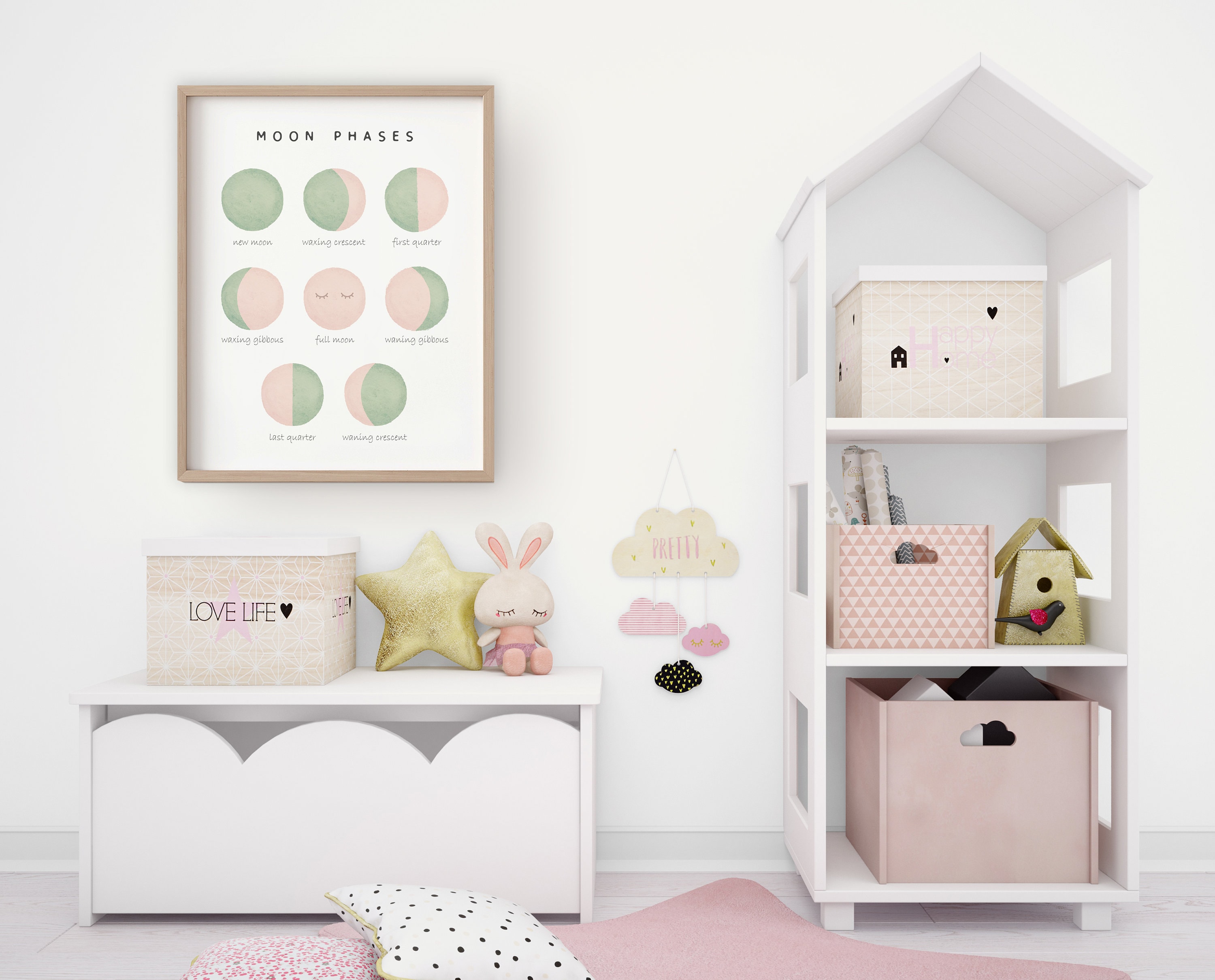 Educational Poster, Moon Phases Print, Nursery Poster, Printable Wall ...