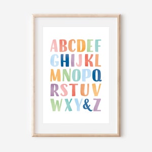 Rainbow Alphabet Poster, ABC Print, Nursery Alphabet Printable Wall Art ...