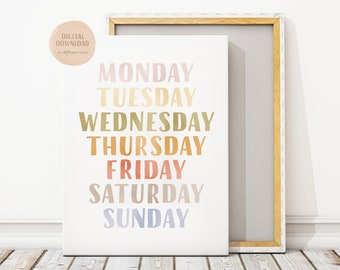 Days of the Week Poster - Etsy