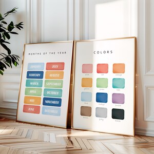 Set of 8 Rainbow Educational Posters for Kids, Digital Learning Bundle ...