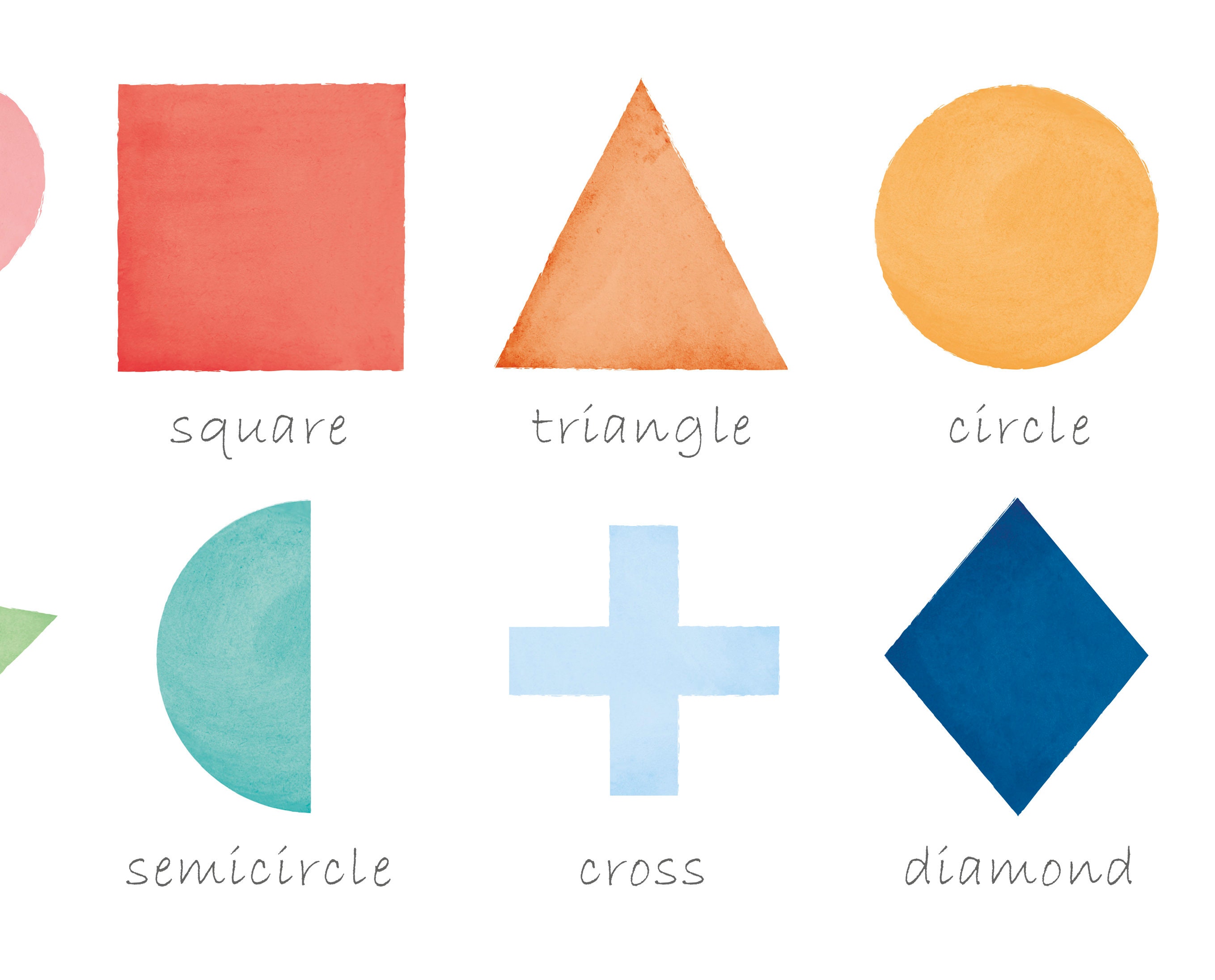 Rainbow Shapes Print, Geometric Shapes, Educational Poster, Nursery ...