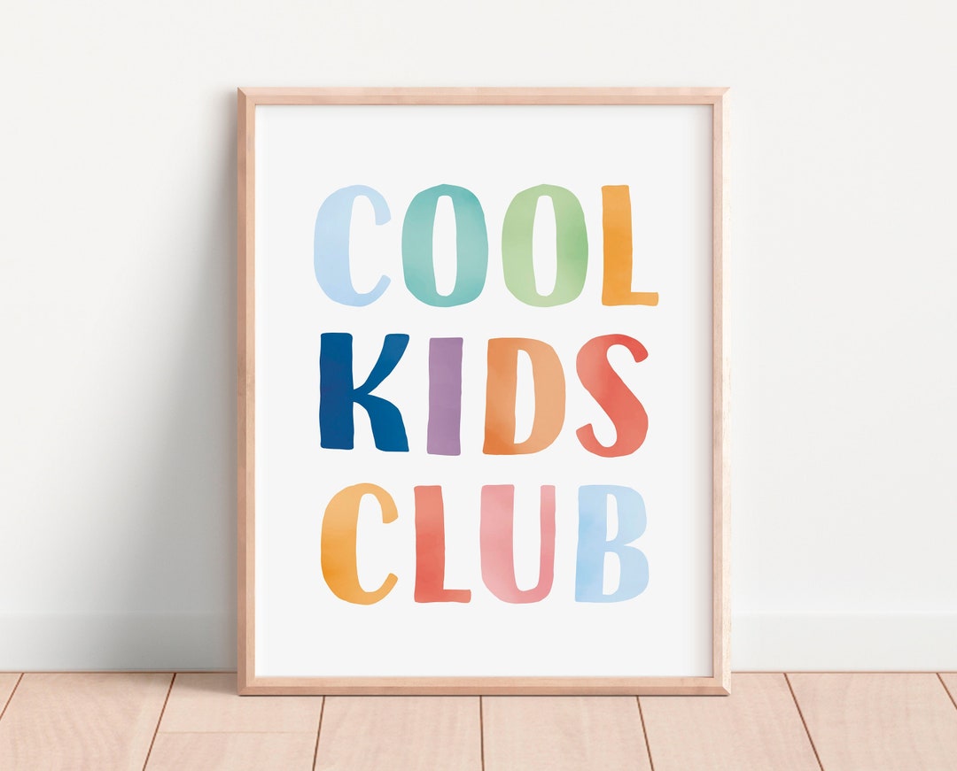Cool Kids Club Poster, Playroom Decor, Nursery Prints, Rainbow Playroom ...