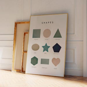 Shapes Educational Poster, Nursery Wall Decor, Aesthetic Playroom Print ...