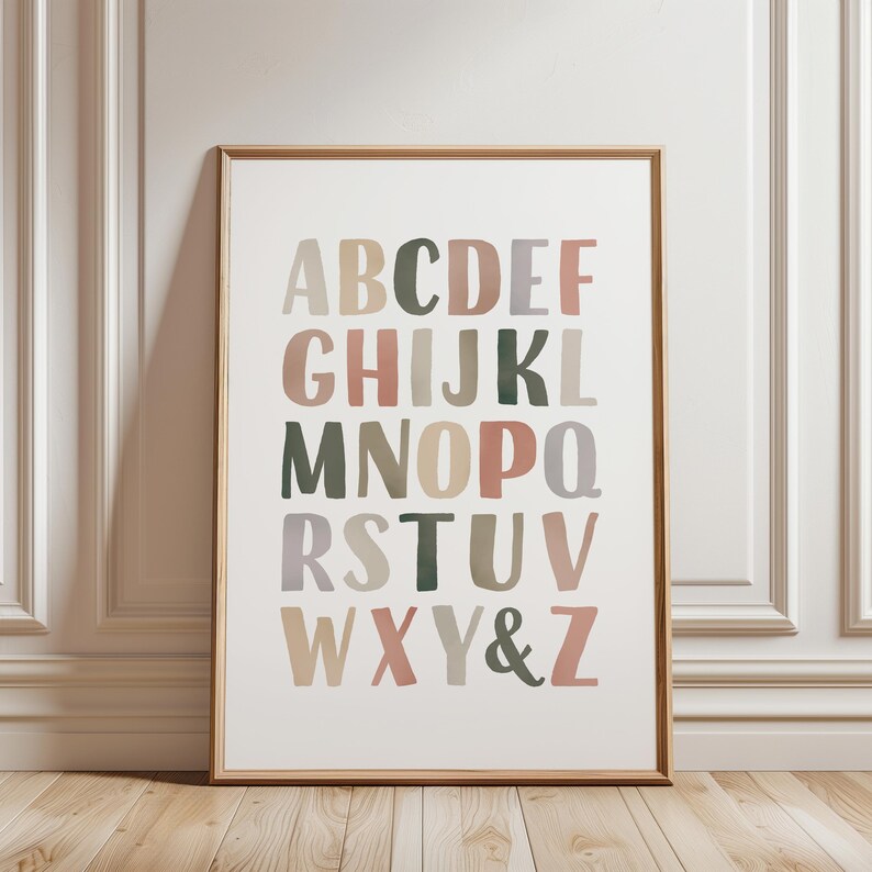 Watercolor Alphabet and Numbers Print: Neutral Nursery Decor (digital ...