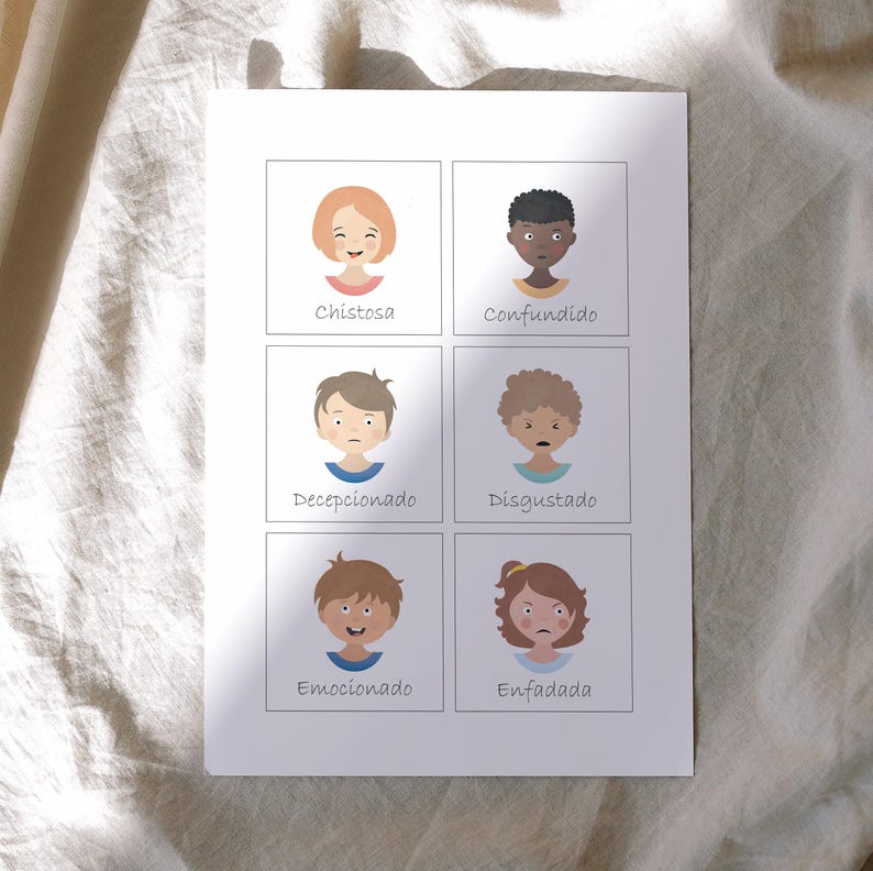 20 Rainbow Spanish Feelings Flashcards, Emotions Chart, Learn Emotions ...
