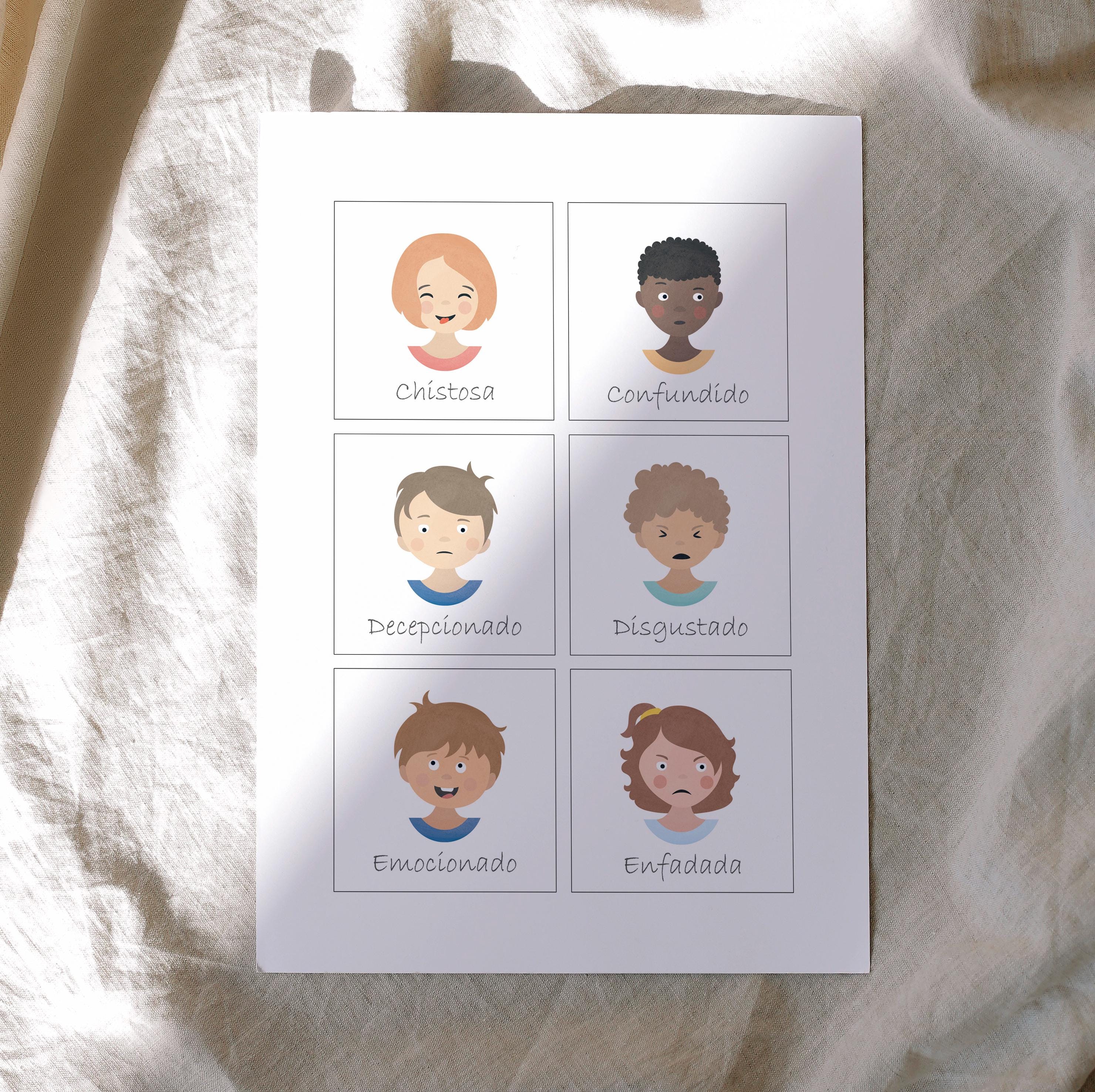 20 Rainbow Spanish Feelings Flashcards, Emotions Chart, Learn Emotions ...