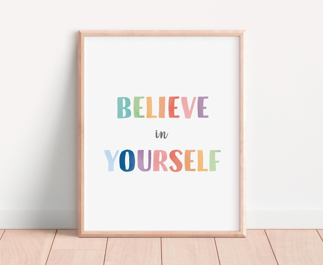 Rainbow Classroom Poster: Believe in Yourself, Growth Mindset (digital ...
