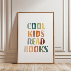 Cool Kids Read Books Poster, Rainbow Playroom Decor, Rainbow Classroom ...