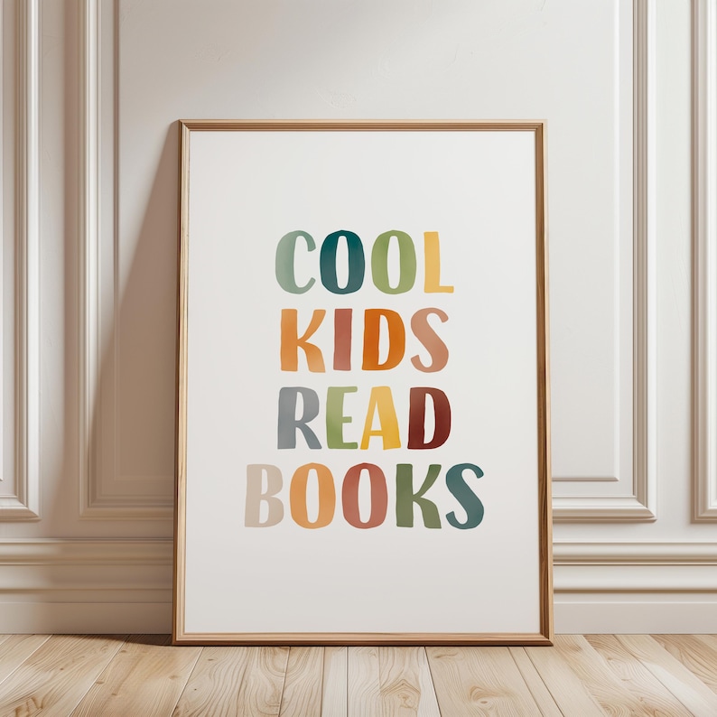 Cool Kids Read Books Poster, Rainbow Playroom Decor, Rainbow Classroom ...