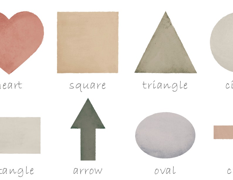 Shapes Educational Print Neutral Shapes Print Nursery Wall - Etsy