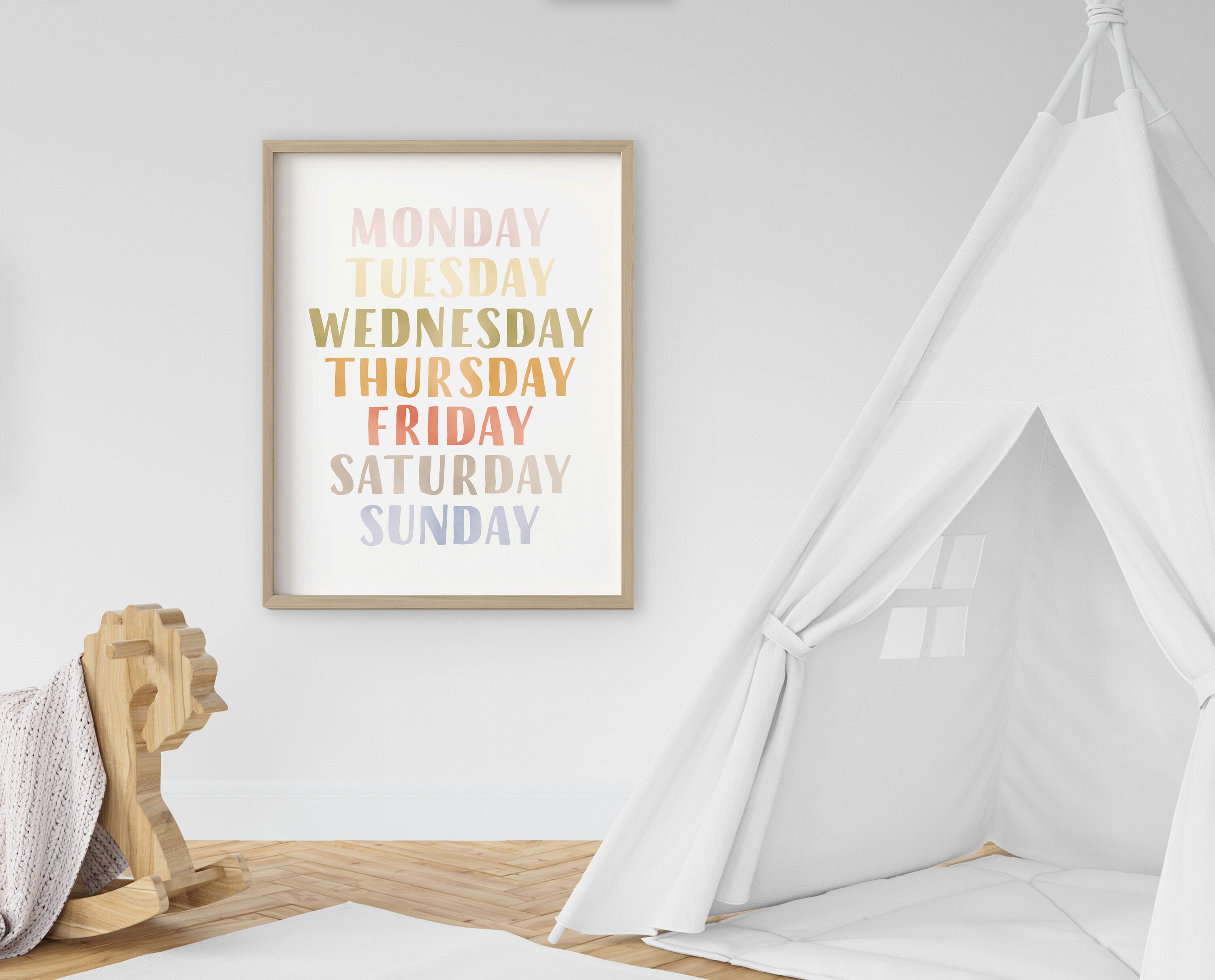 Days of the Week Poster Playroom Educational Poster Neutral - Etsy