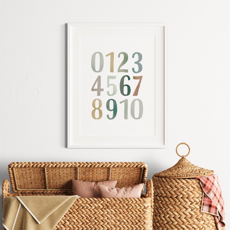 Earth Tones Numbers Poster, Educational Poster, Montessori Materials ...