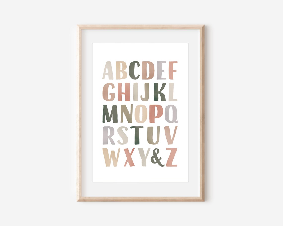 Neutral Alphabet Poster Watercolour Alphabet ABC Print - Etsy