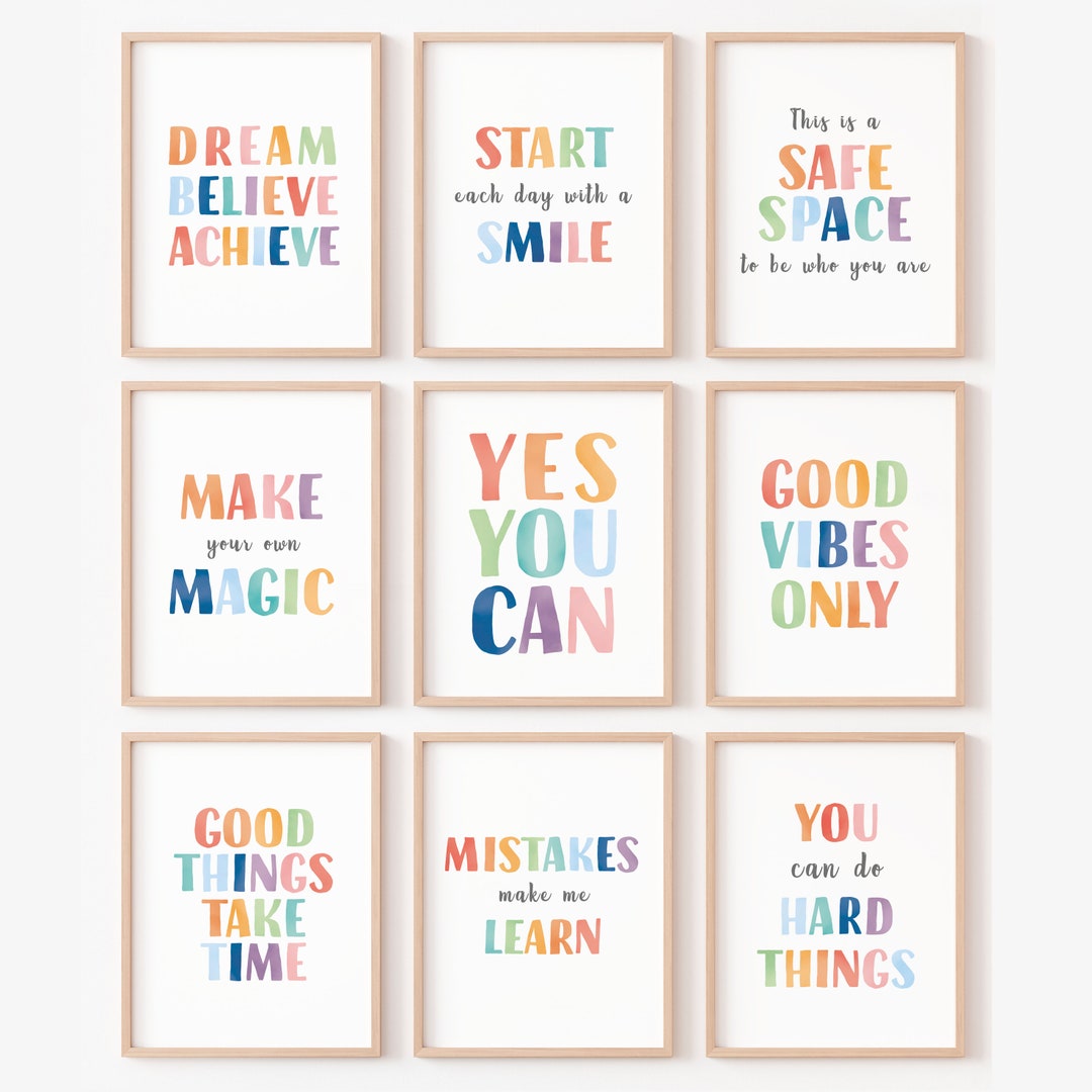 Set of 9 Positive Posters, Classroom Decor Bundle, You Can Do Hard ...