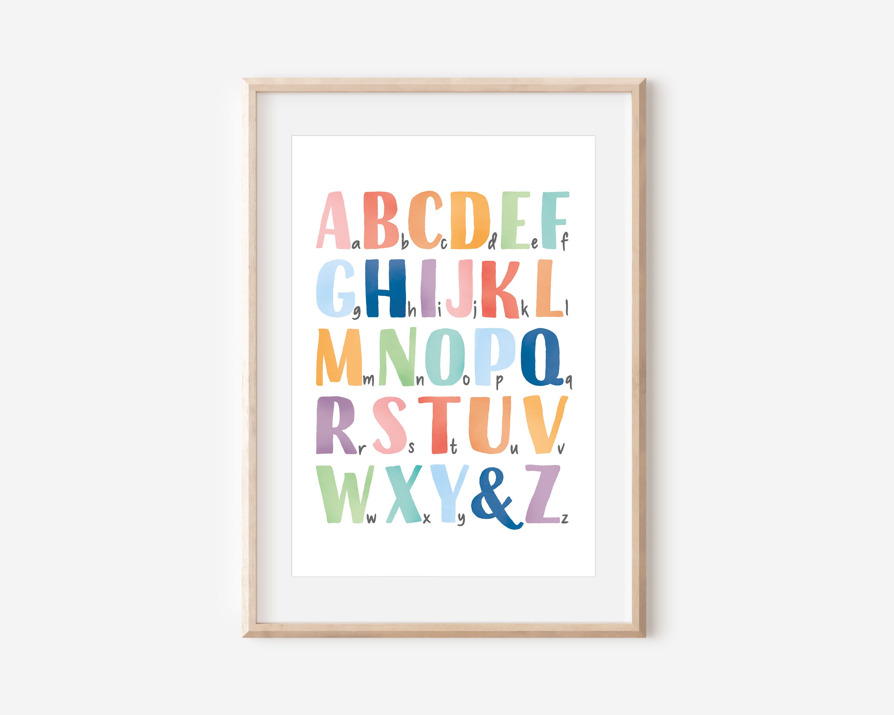 Rainbow Alphabet Print ABC Poster Nursery Alphabet Printable - Etsy