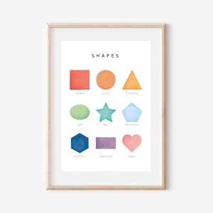 Shapes Educational Print, Rainbow Shapes Print, Nursery Wall Art ...