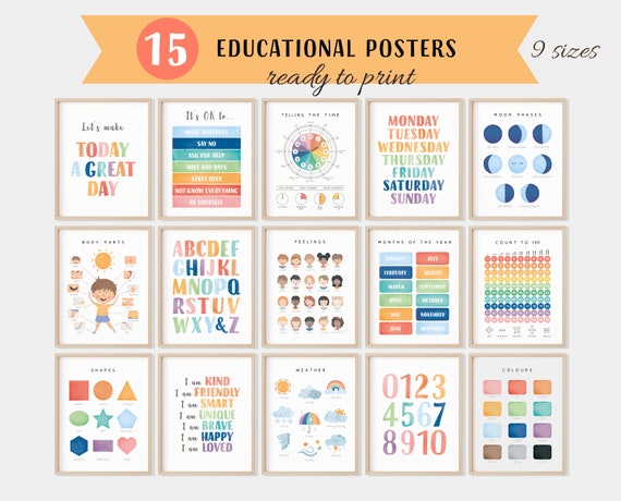 Educational Posters Set 15 Homeschool Prints Montessori - Etsy