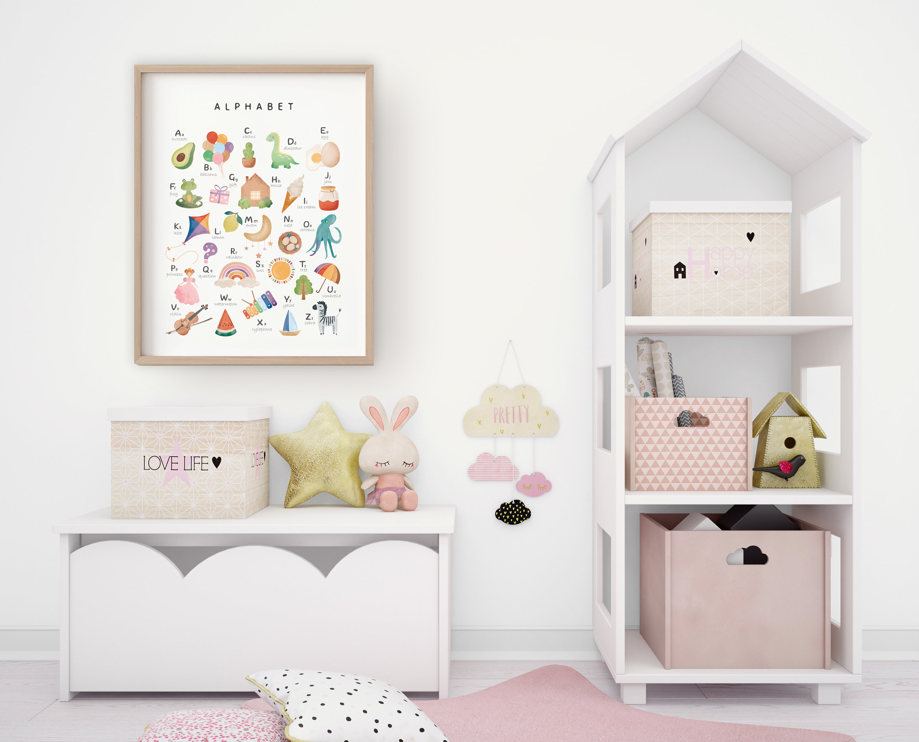 Rainbow Alphabet Poster, Nursery ABC Print, Rainbow Playroom Decor ...