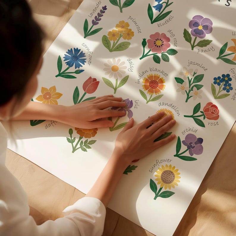 Educational Flowers Poster: Watercolor Classroom Decor (digital ...