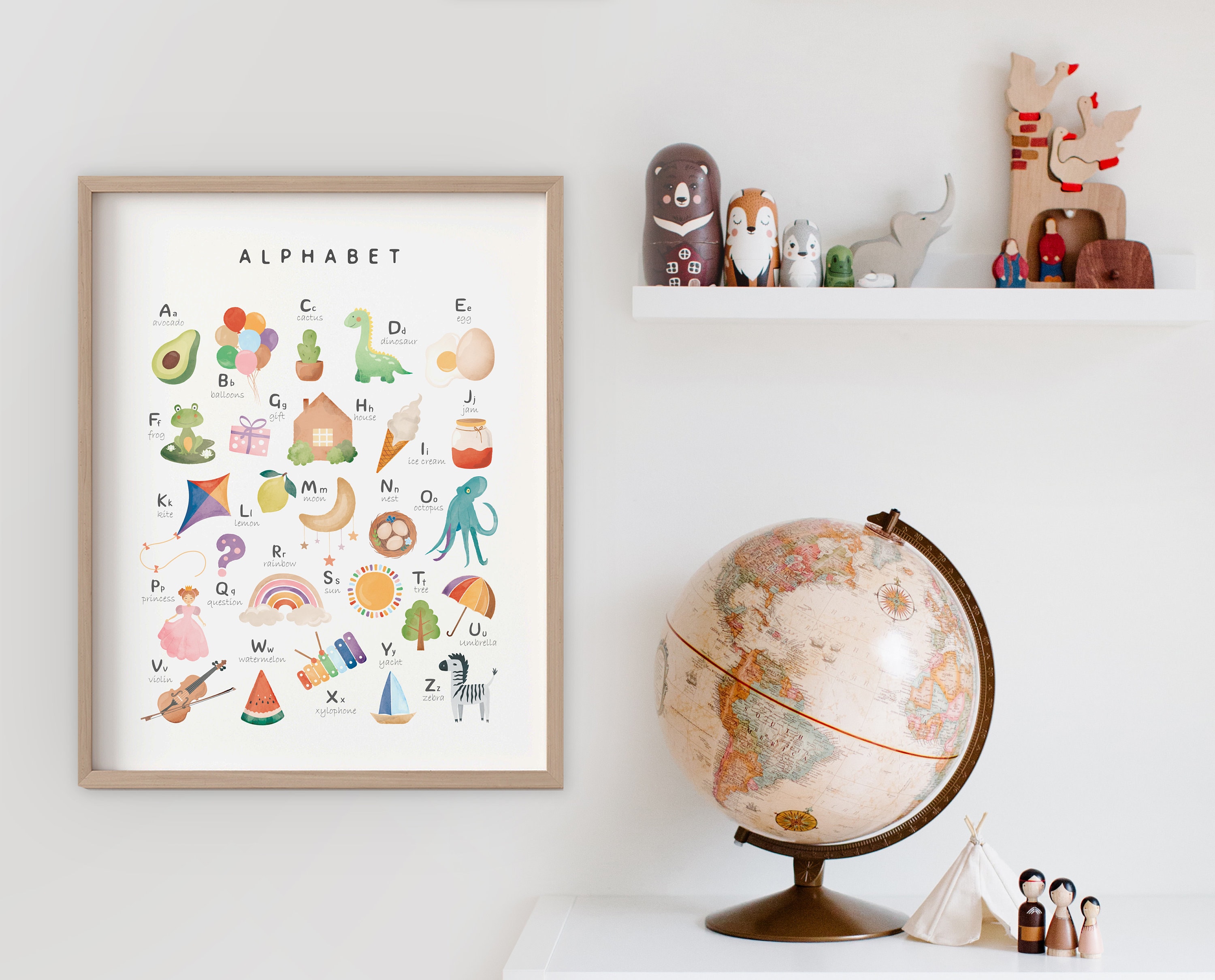 Rainbow Alphabet Poster, Nursery ABC Print, Rainbow Playroom Decor ...