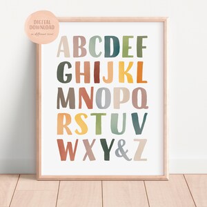 Rainbow Alphabet Poster, ABC Print, Nursery Alphabet Printable Wall Art ...