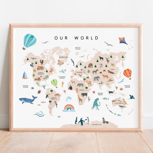 A3 World Map - Etsy UK