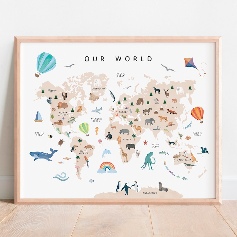 Kids Wall Map - Etsy