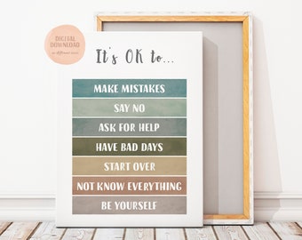Feelings Poster, It's Ok to Make Mistakes Poster, Montessori Wall Art ...