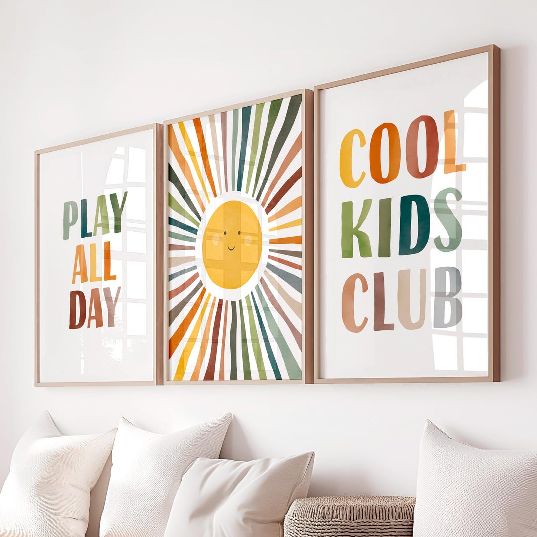 Set of 3 Rainbow Nursery Posters, Sun Playroom Poster, Nursery Sun ...
