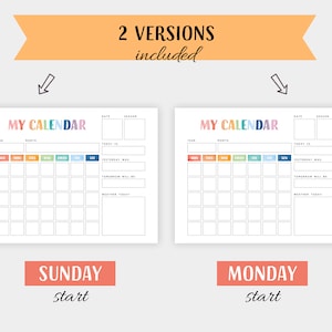 Daily Kids Calendar, Homeschool Wall Calendar, Perpetual Calendar ...