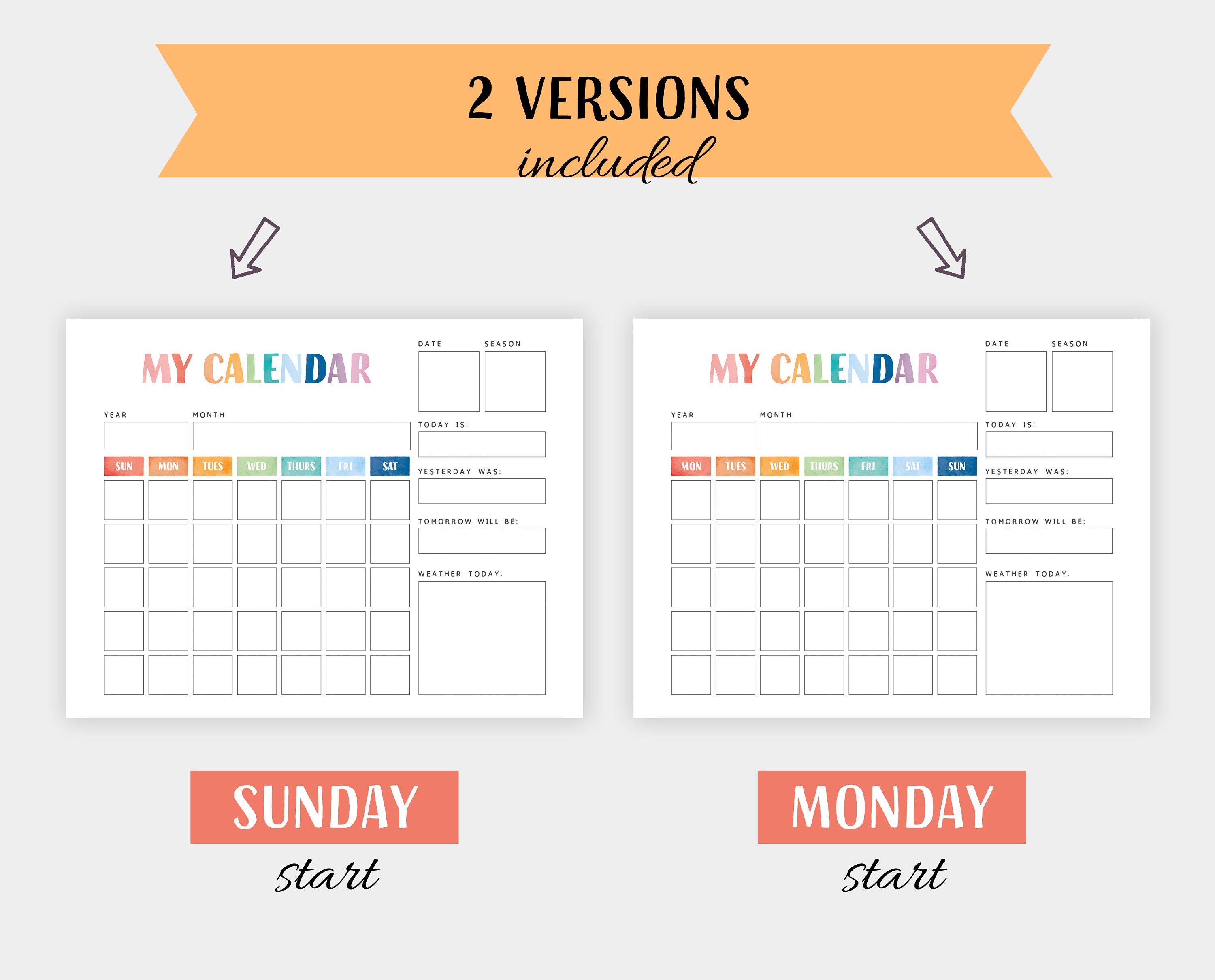 Daily Kids Calendar, Homeschool Wall Calendar, Perpetual Calendar ...