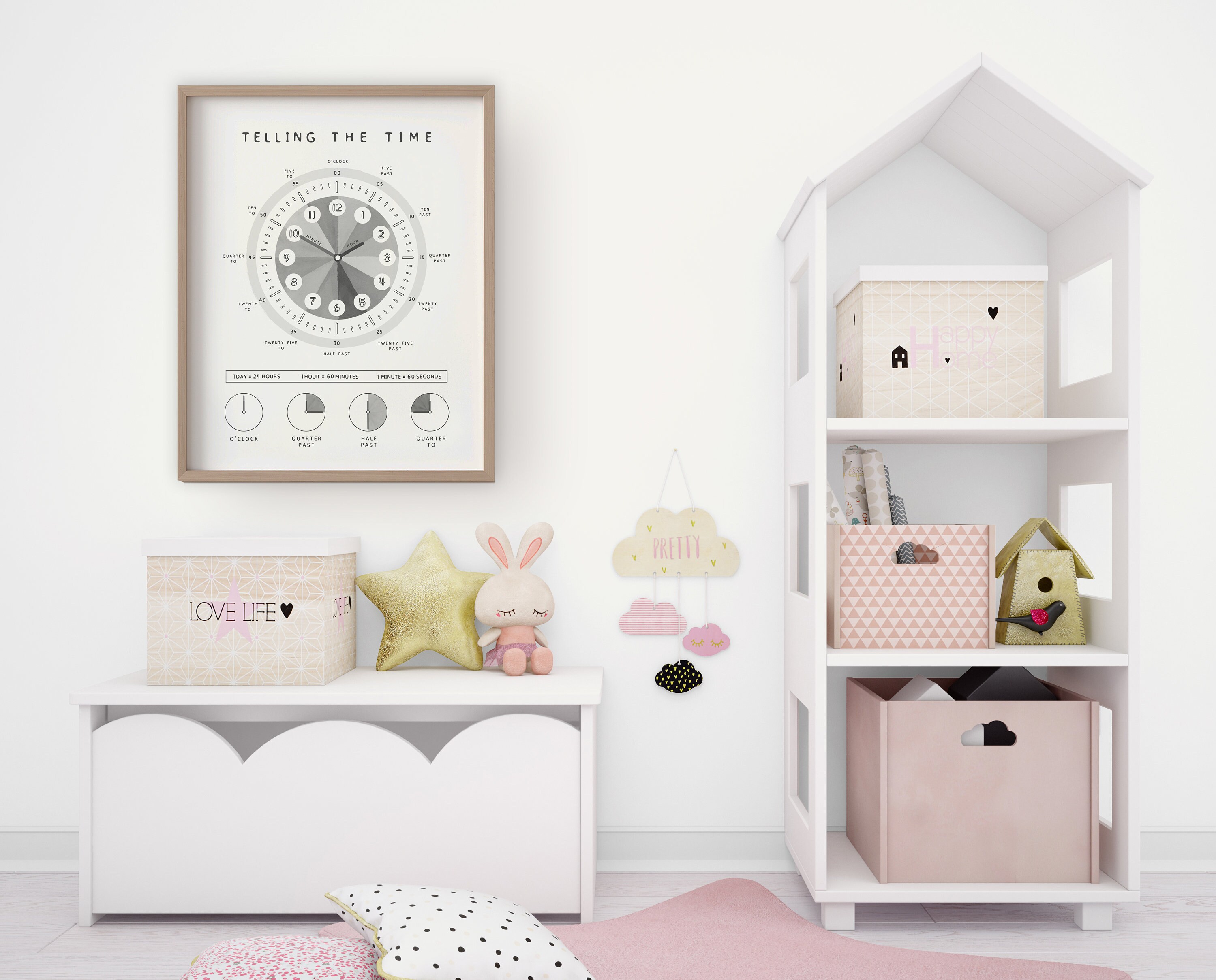 Telling the Time Poster Time Printables Neutral Playroom - Etsy