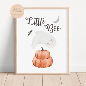Set of 3 Halloween Posters, Little Boo Print, Pumpkin Print, Fall Wall ...