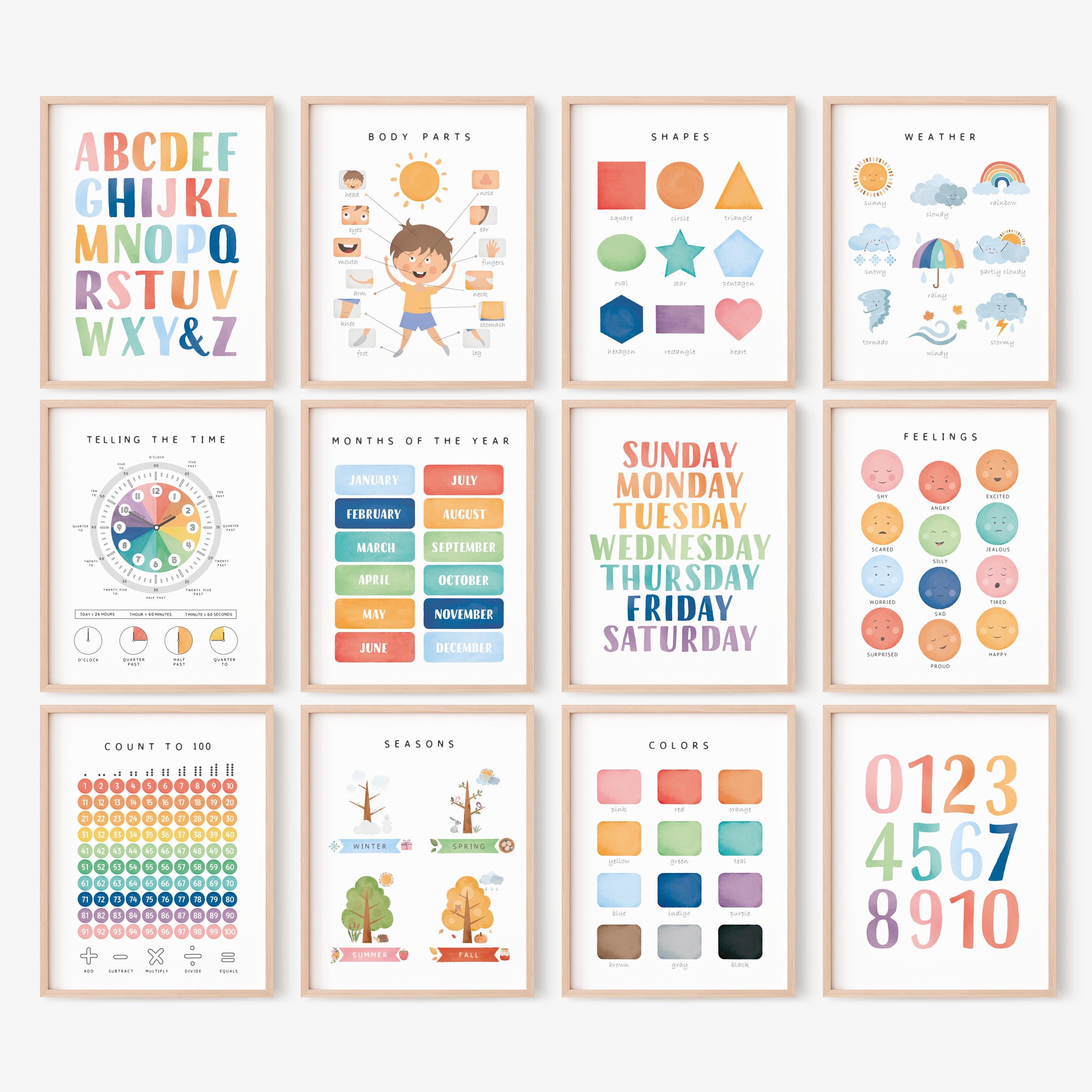12 Educational Posters, Homeschool Prints Bundle, Montessori Classroom ...