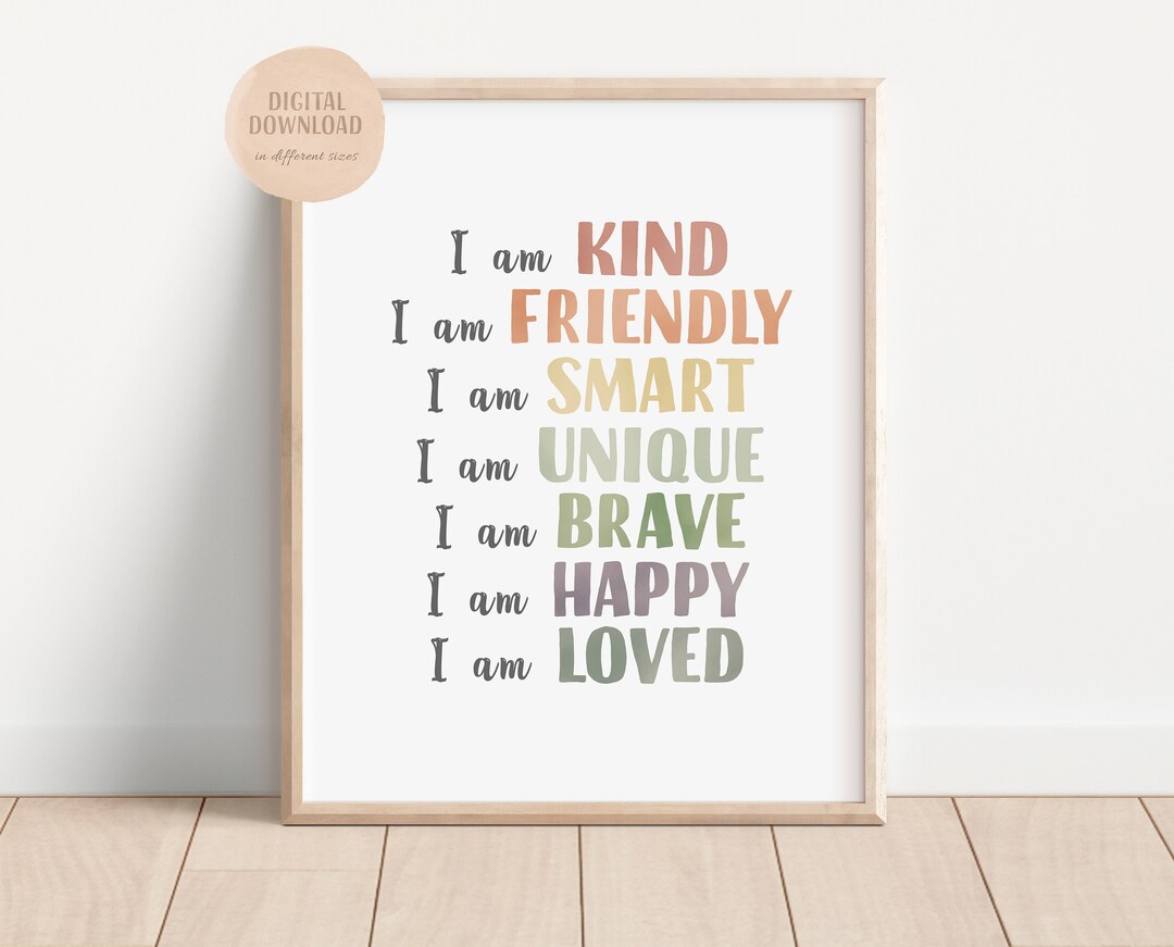 Kids Positive Affirmation Wall Art Daily Affirmations Poster - Etsy