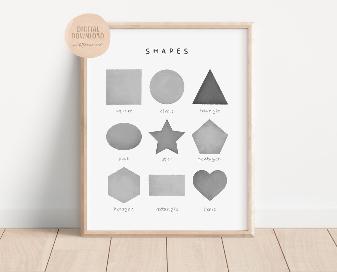 Gray Shapes Print, Watercolour Shapes Print, Nursery Wall Art ...