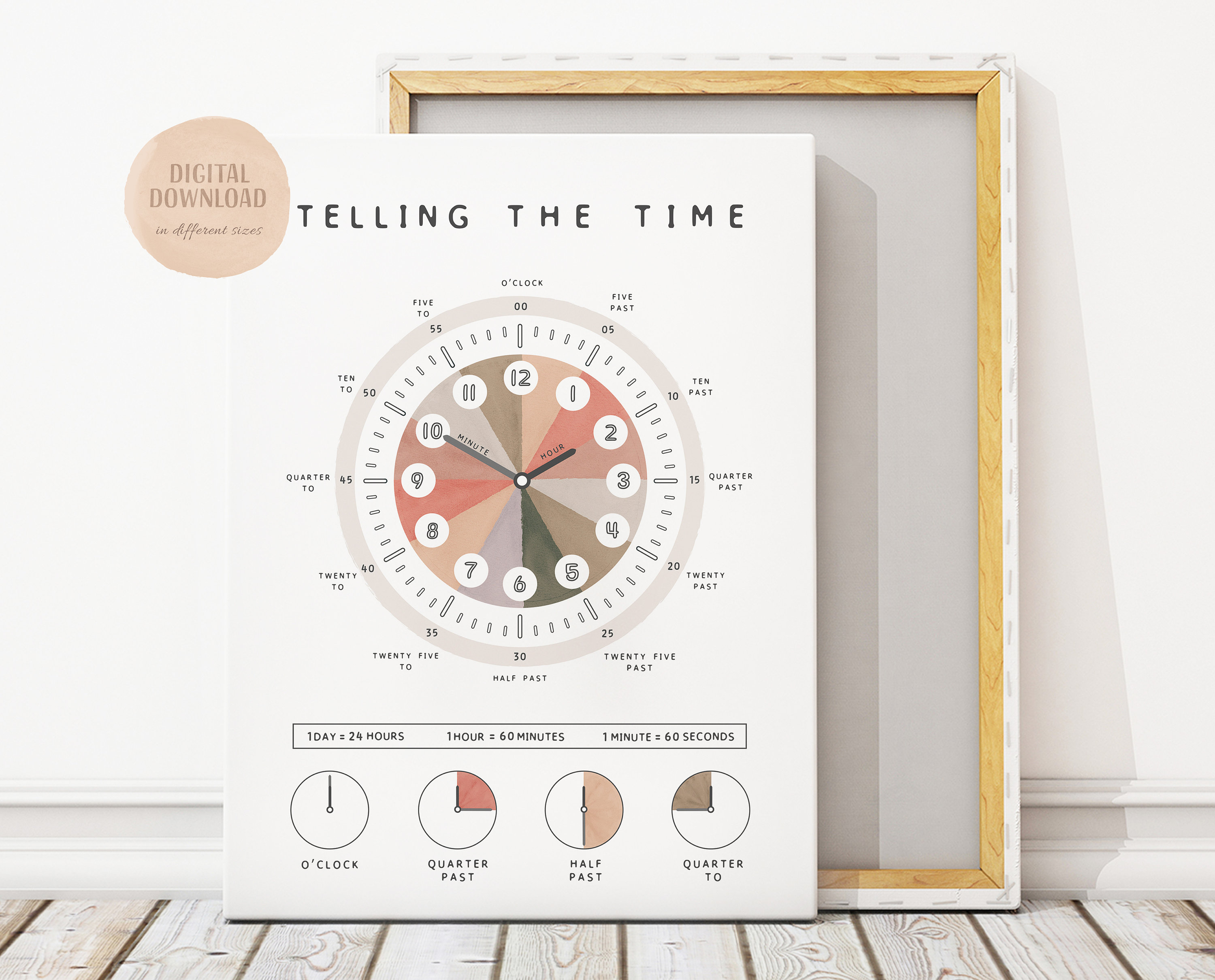 Telling the Time Poster Time Printables Neutral Playroom - Etsy