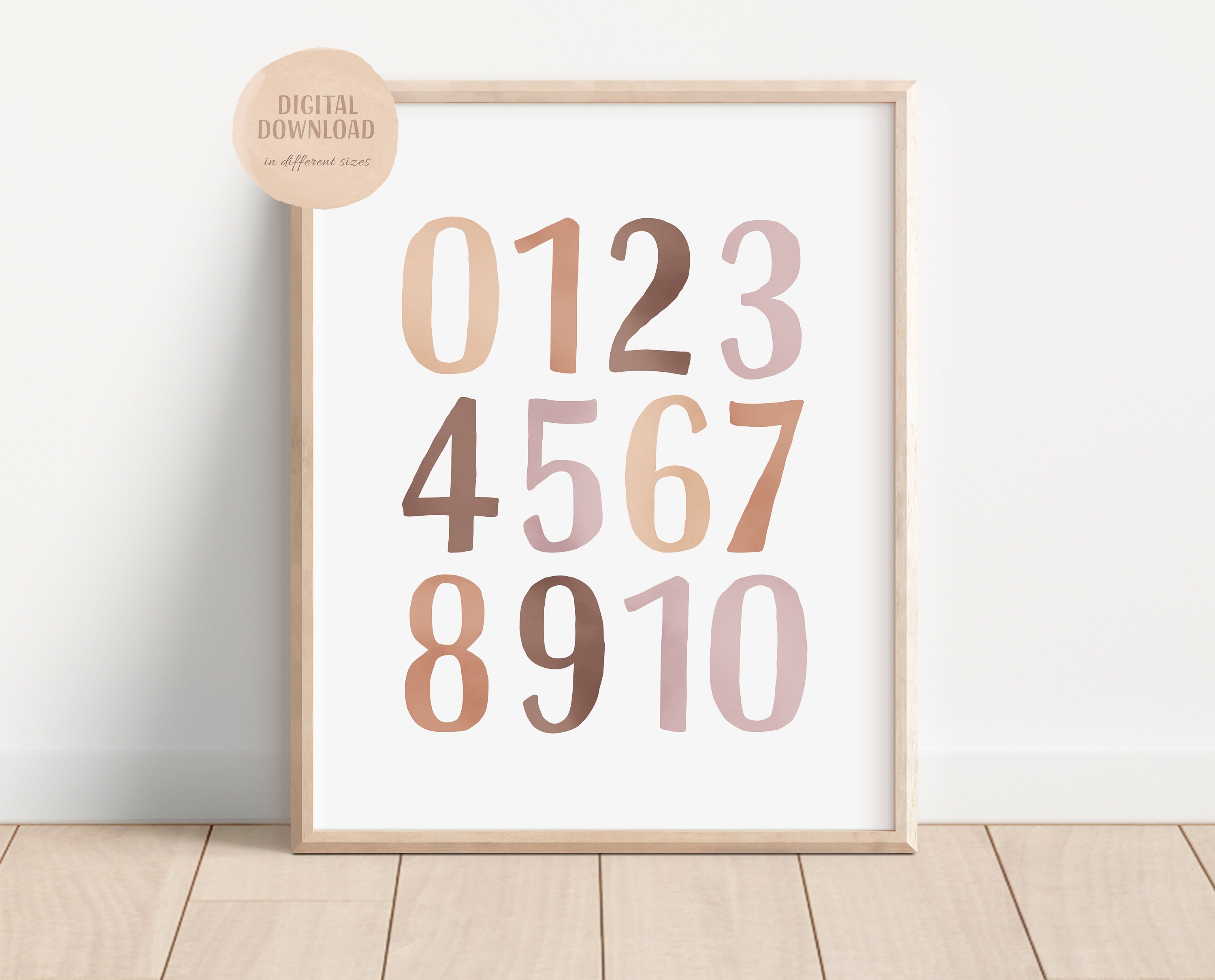 Neutral Numbers Poster Homeschool Numbers Print Nursery - Etsy