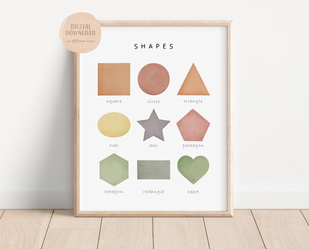 Shapes Educational Poster, Nursery Wall Art, Montessori Nursery Print ...