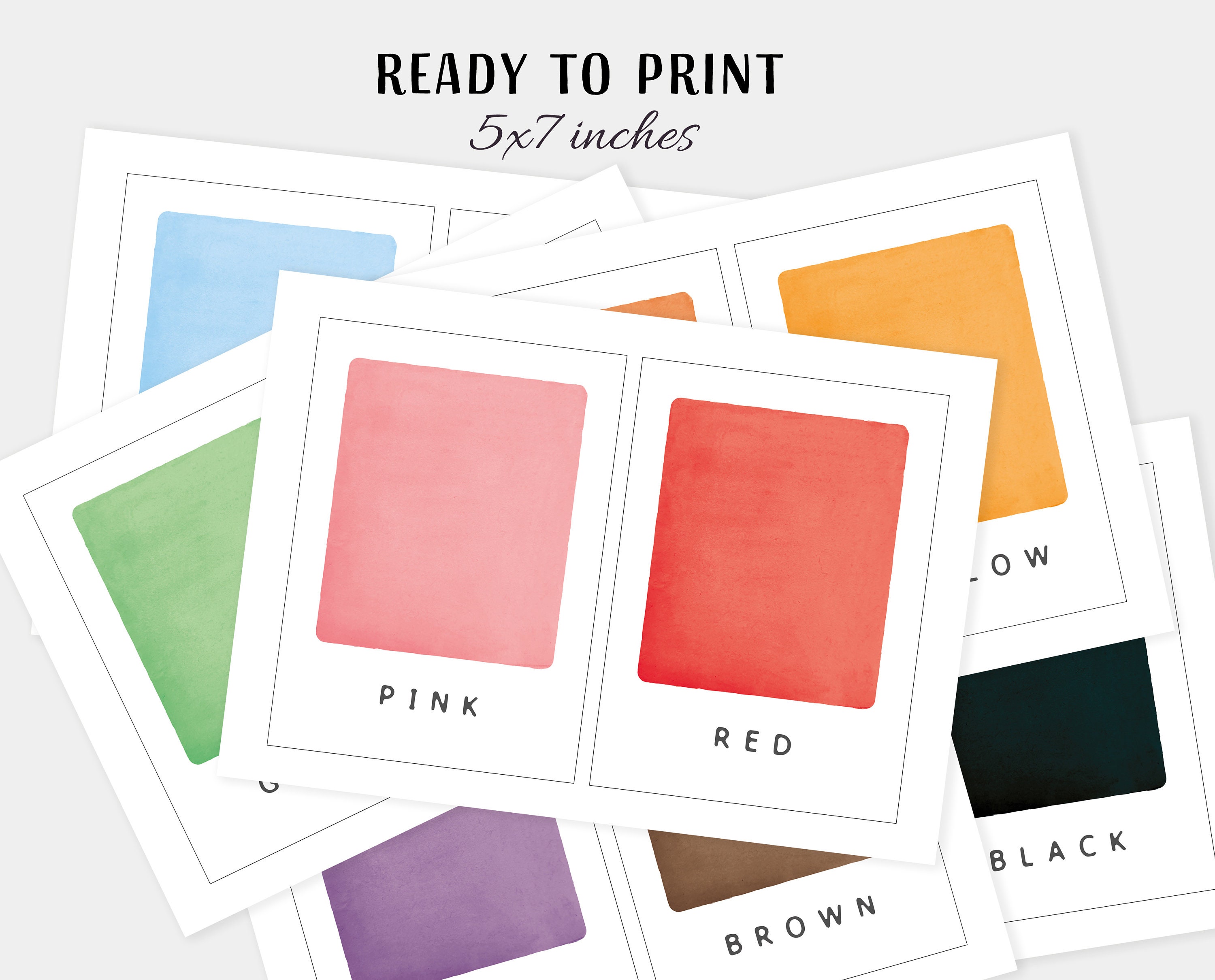 12 Color Cards Montessori Flashcards Pre-school Cards - Etsy