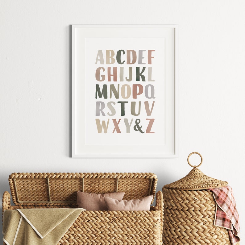 Neutral Alphabet Poster, Watercolour Alphabet, ABC Print, Nursery ...