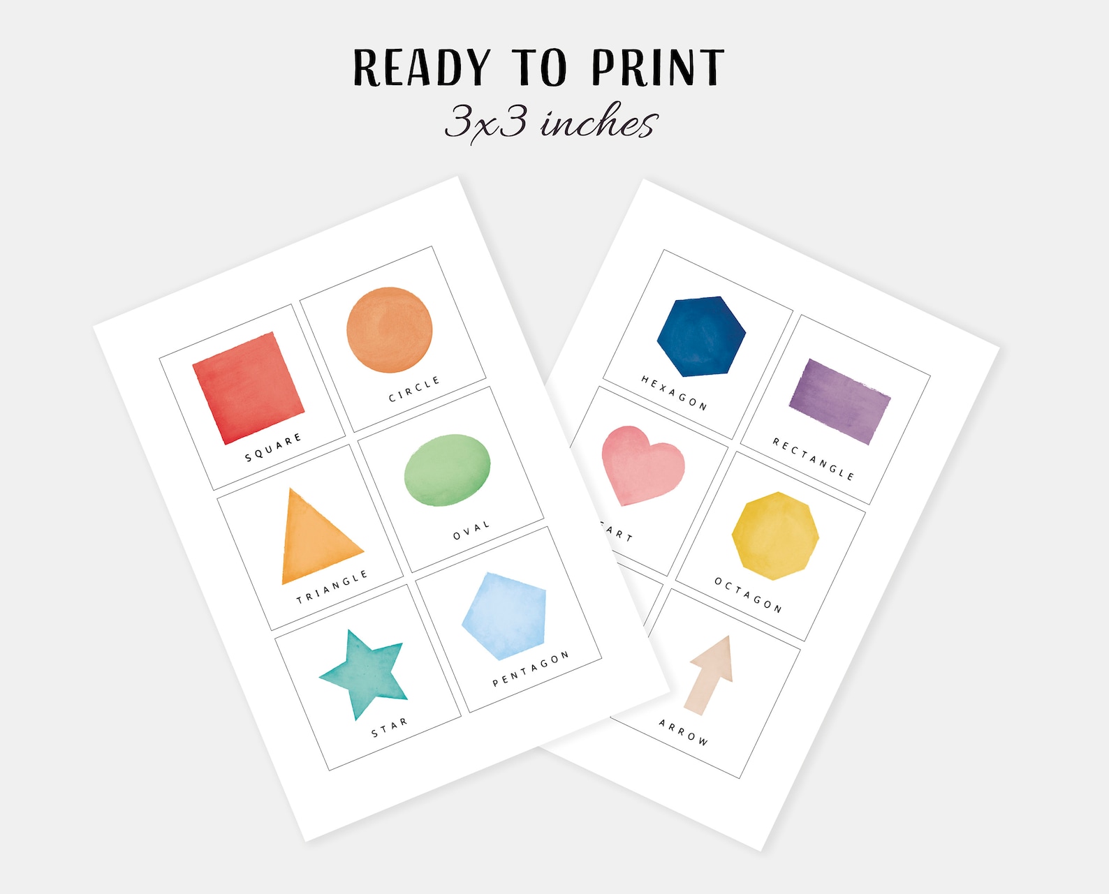 12 Rainbow Shapes Flash Cards, Preschool Materials, Homeschool ...