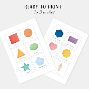 12 Rainbow Shapes Flash Cards, Preschool Materials, Homeschool ...