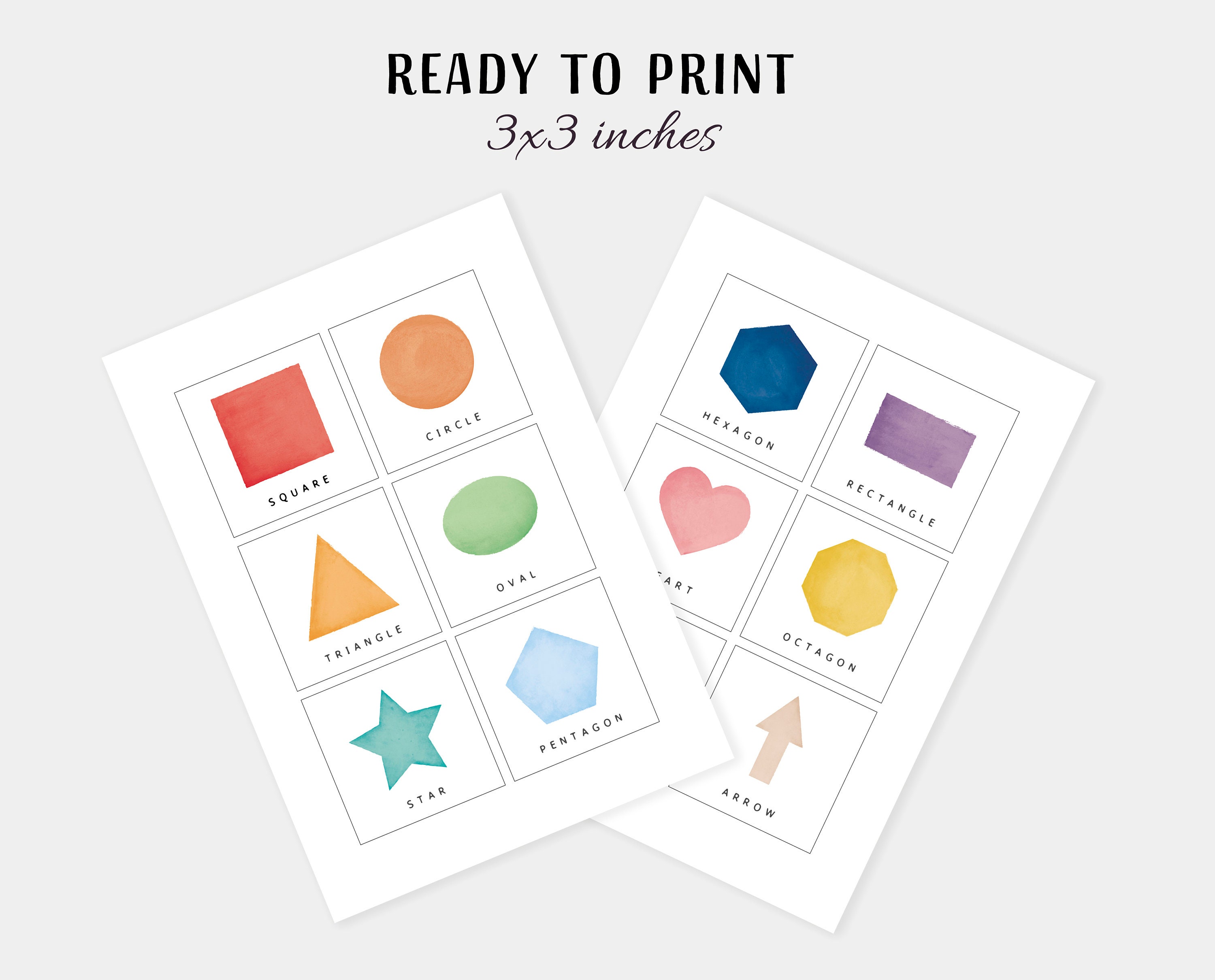 12 Rainbow Shapes Flash Cards, Preschool Materials, Homeschool ...