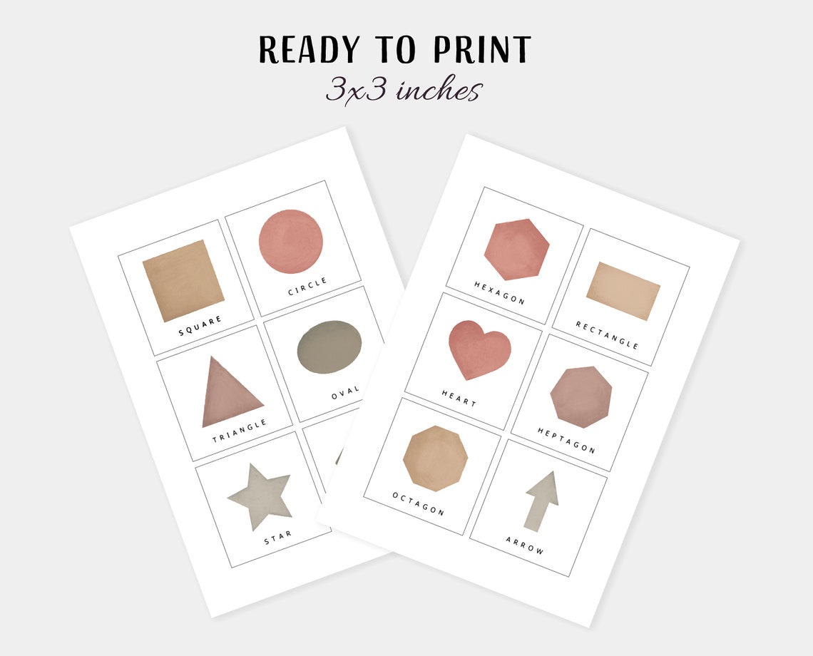 12 Shapes Flash Cards Neutral Preschool Cards Homeschool - Etsy