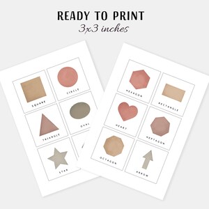 12 Shapes Flash Cards, Neutral Preschool Cards, Homeschool Printables ...