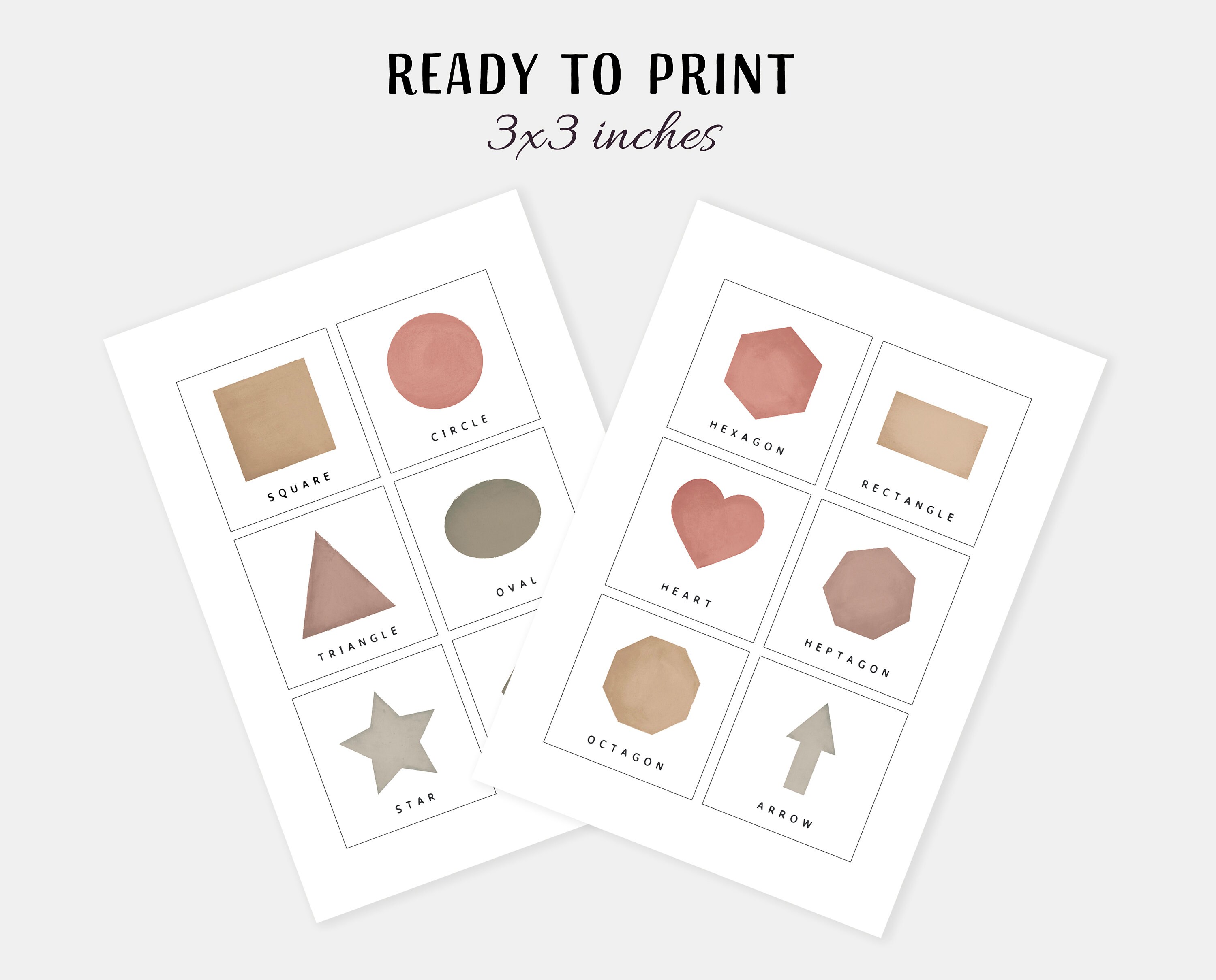 12 Shapes Flash Cards Neutral Preschool Cards Homeschool - Etsy UK