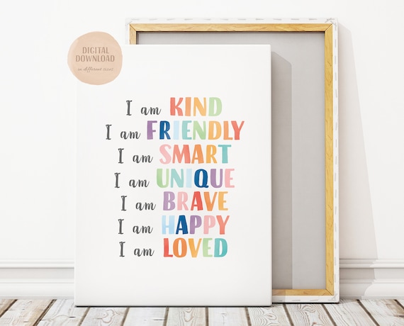 Kids Positive Affirmation Wall Art Daily Affirmations Poster | Etsy
